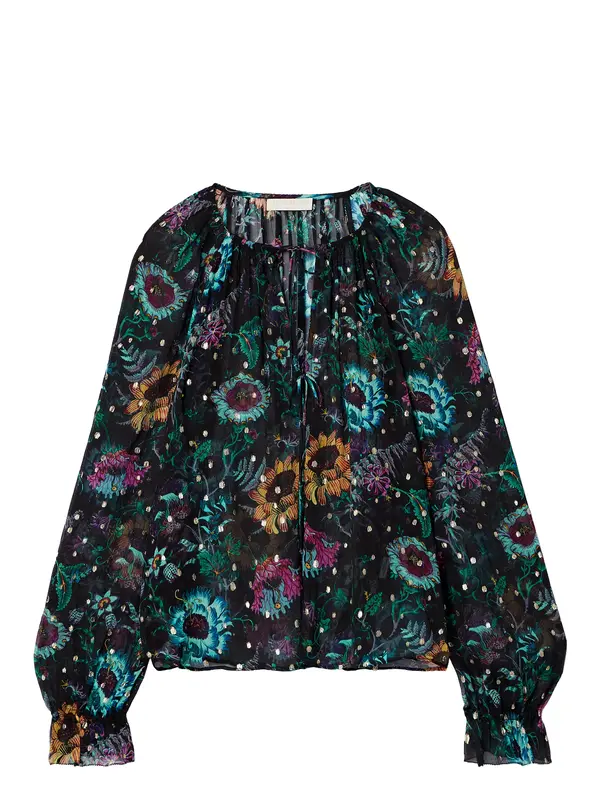 Ulla Johnson Bernadette Floral-print Fil Coupé Blouse - Black