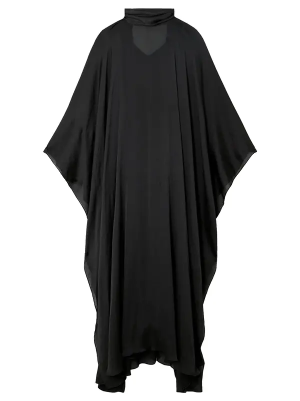 ABADIA Crinkled-voile Maxi Dress - Black