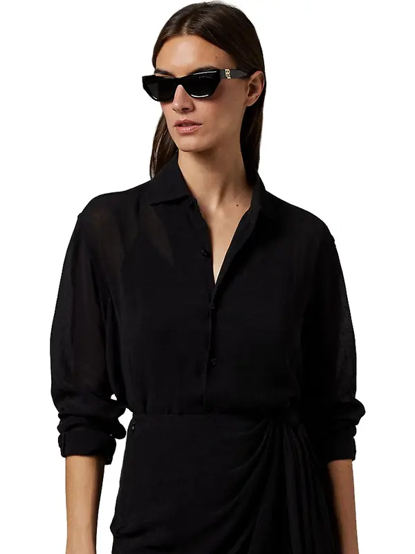 Ralph Lauren Capri Relaxed Fit Linen Voile Shirt - Black