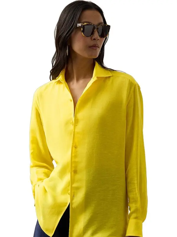 Ralph Lauren Capri Relaxed Fit Linen Voile Shirt - Racing Yellow