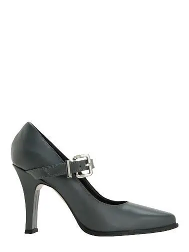 8 BY YOOX Leather Mary Jane Pumps With Buckle - Grey