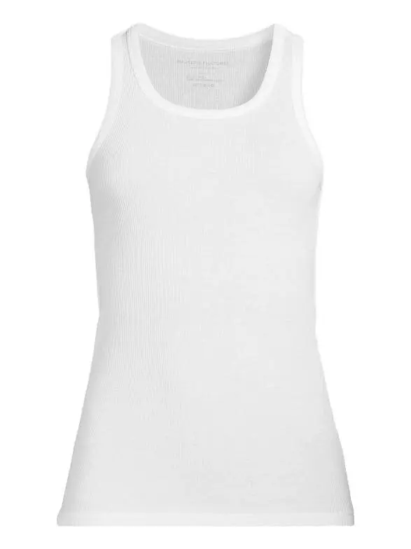 Majestic Filatures Rib-knit Cotton-blend Scoopneck Tank Top - White