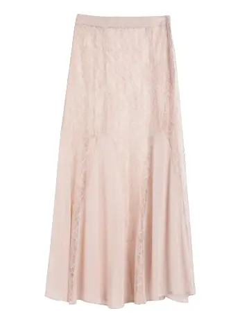 Topshop Lace Maxi Flared Skirt - Pink