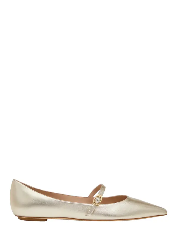 STUART WEITZMAN Emilia Metallic Ballerina Flats - Light Gold