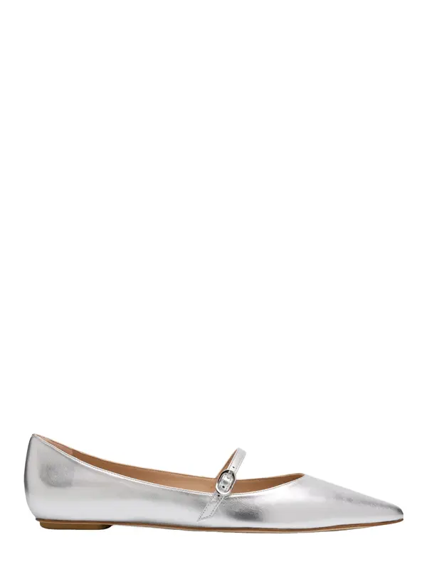 STUART WEITZMAN Emilia Metallic Ballerina Flats - Silver