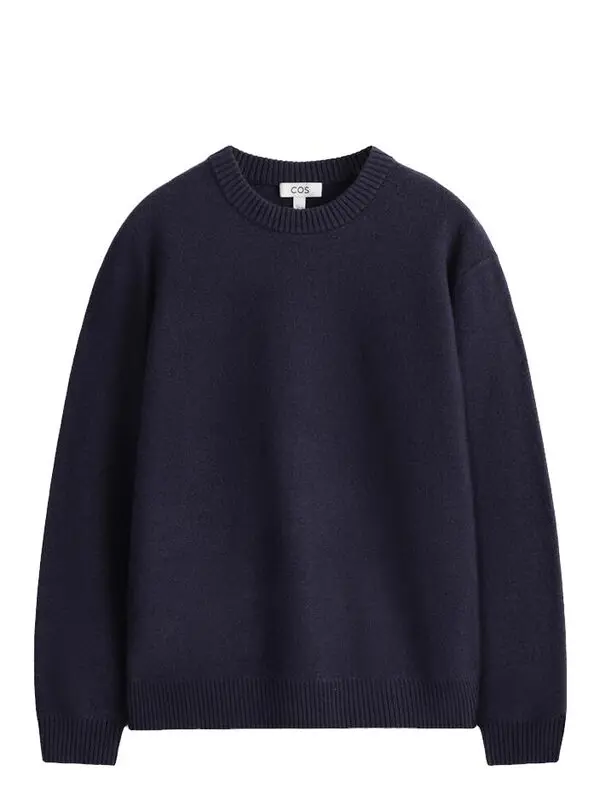 Cos Boiled-wool Crew-neck Sweater - Navy