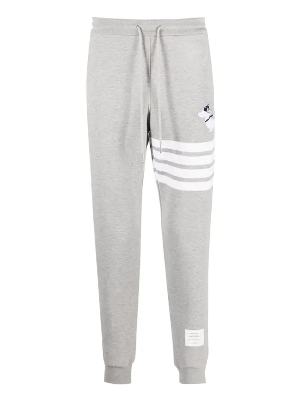 Thom Browne Hector-embroidered Track Pants - Grey