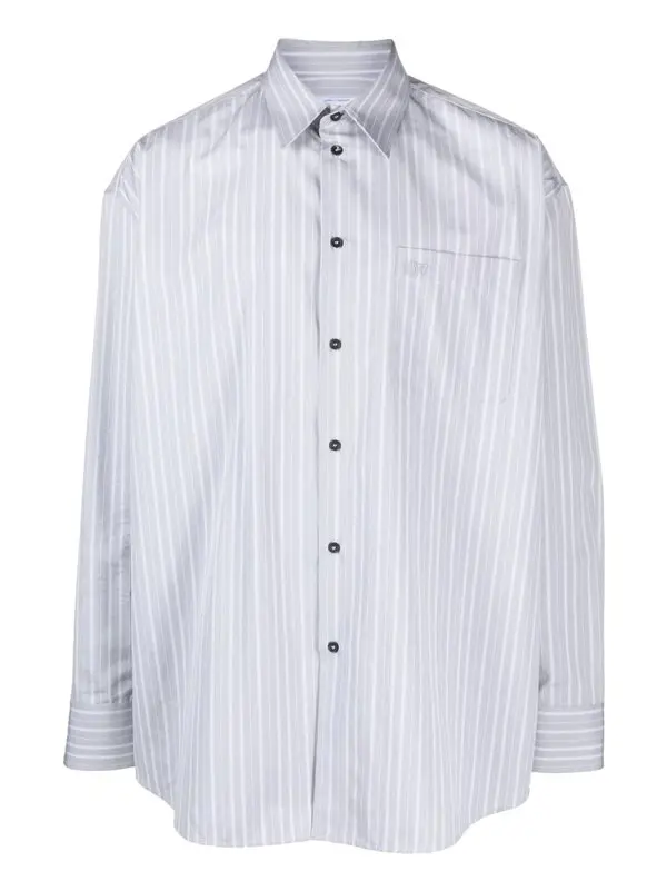 Off-White Oversized Striped Cotton Shirt - Grey