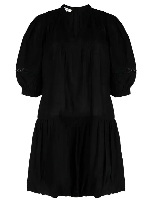 Sea Loren V-neck Cotton Minidress - Black