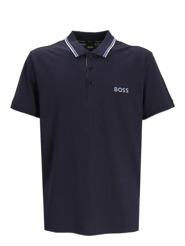 BOSS Logo-embroidered Cotton-blend Polo Shirt - Blue