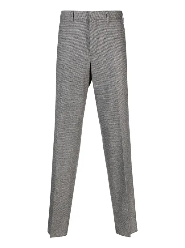 LARDINI Houndstooth Tapered Trousers - Black