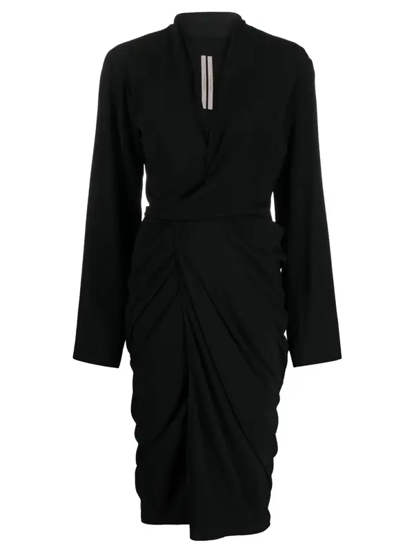 Rick Owens Side-tie Crepe Wrap Dress - Black
