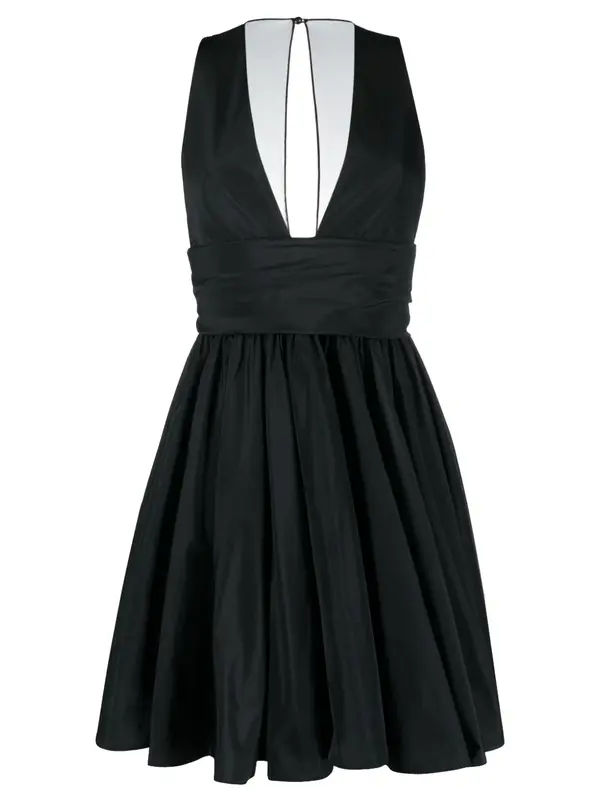 Pinko V-neck Pleated Dress - Black