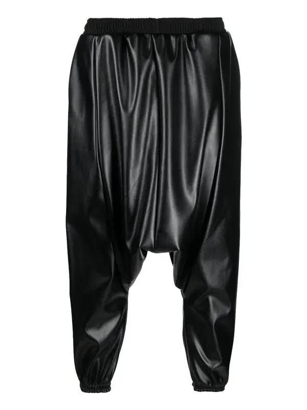 Alchemy Fashions Drop-crotch Faux-leather Trousers - Black