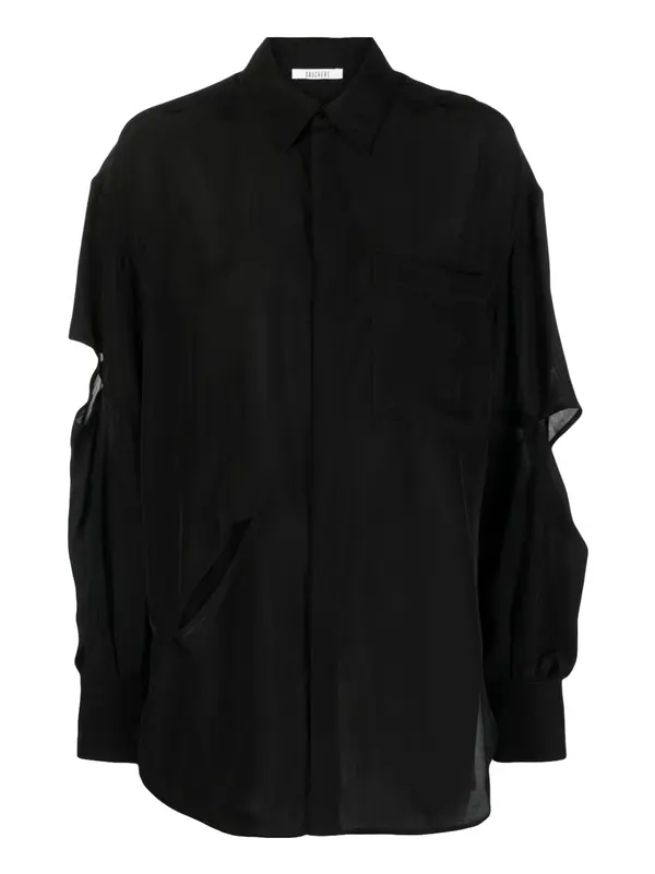 Gauchere Ripped-detail Shirt - Black