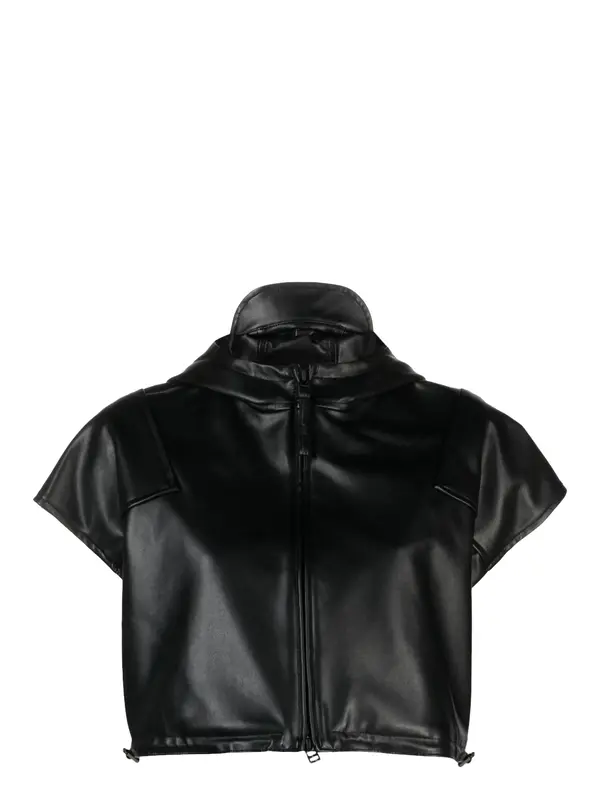 Issey Miyake Straight Seams Hooded Cropped Jacket - Black