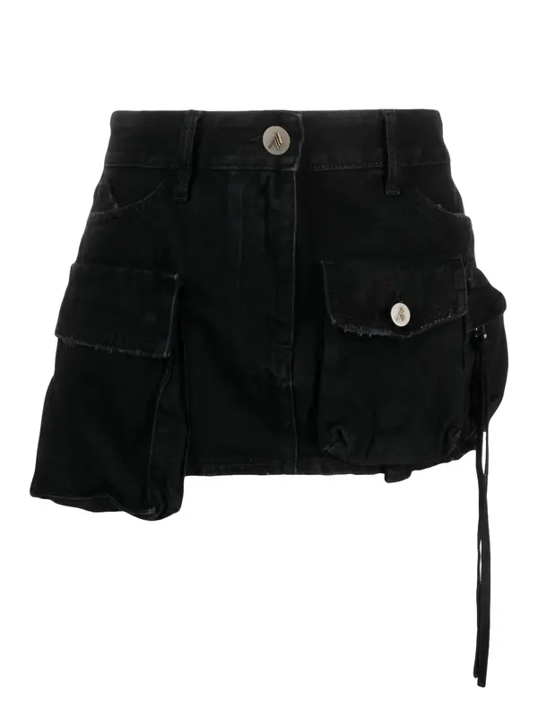 Attico Fay Cargo Denim Miniskirt - Black