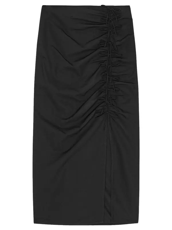 GANNI Draped Midi Skirt - Black