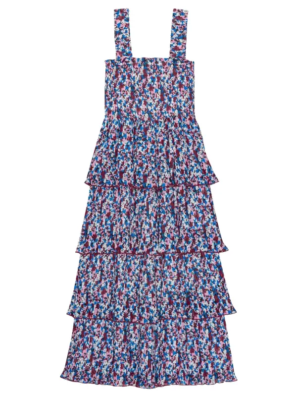 GANNI Floral-print Layered Midi Dress - Blue
