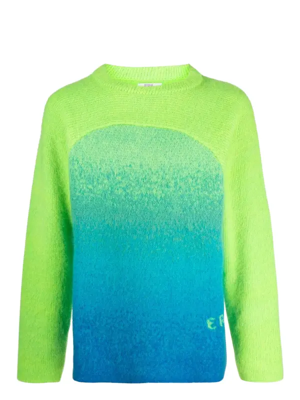 ERL Gradient Intarsia-logo Jumper - Green