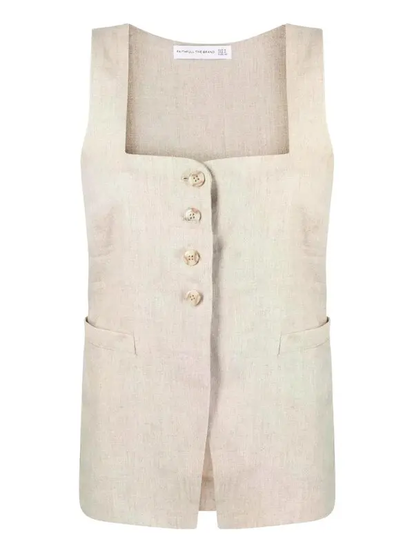 Faithfull The Brand Maya Square-neck Linen Vest - Neutrals