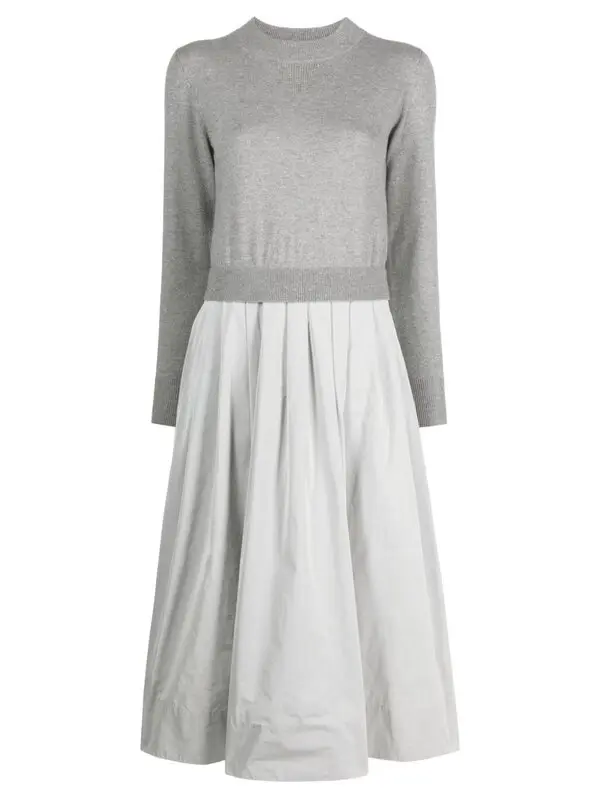 Peserico Knitted-panel Flared Midi Dress - Grey