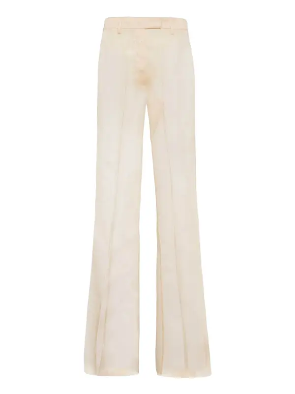 Prada Pressed-crease Organza Trousers - Neutrals