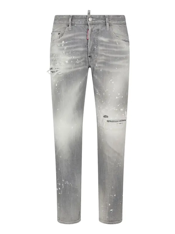 Dsquared2 Distressed Paint-splatter Jeans - Grey