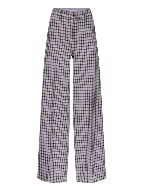 AREA Checked Wide-leg Trousers - Purple