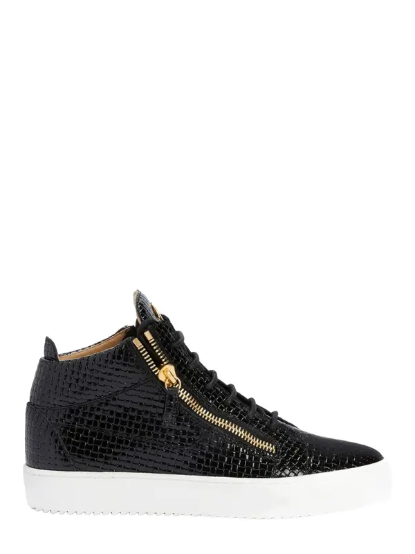 GIUSEPPE ZANOTTI Kriss Woven-leather Mid-top Sneakers - Black