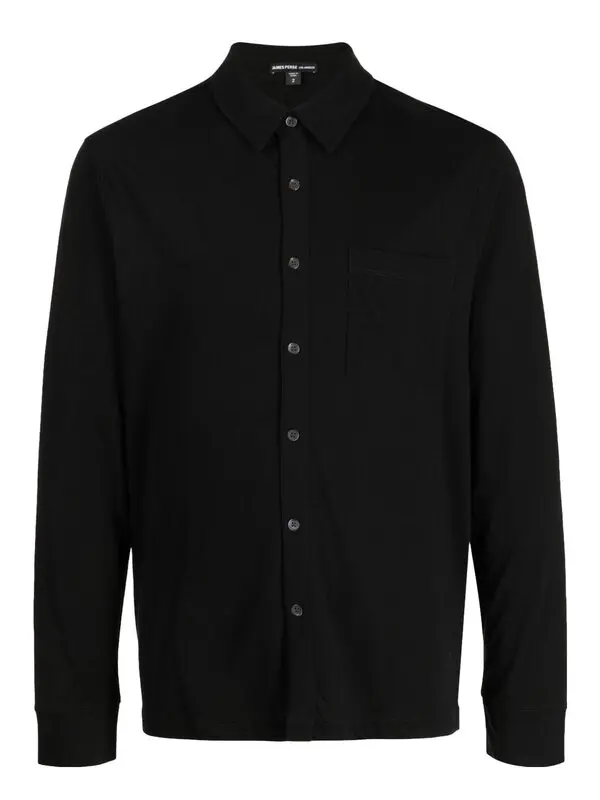 JAMES PERSE Spread-collar Jersey Shirt - Black