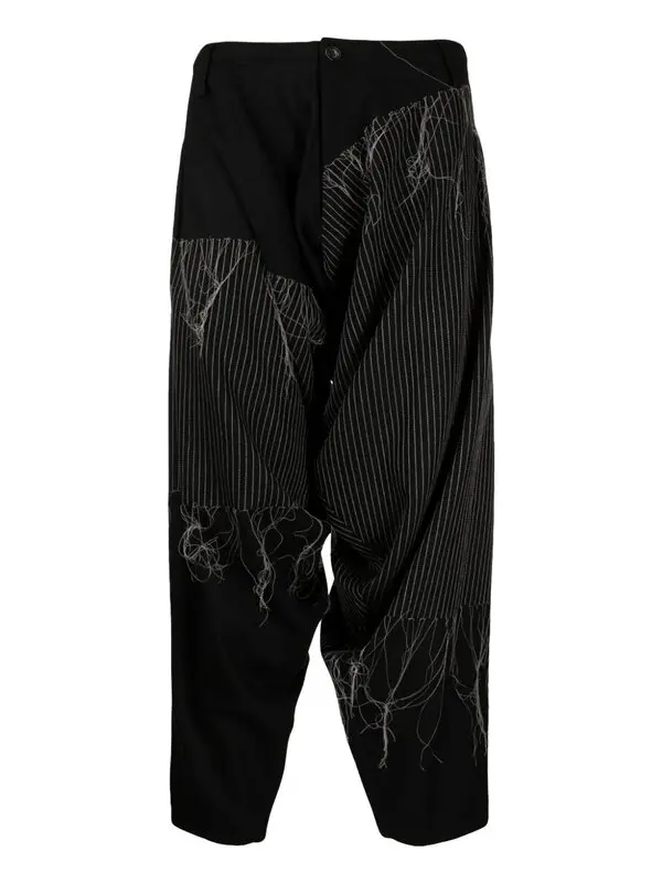Yohji Yamamoto Embroidered Draped Trousers - Black