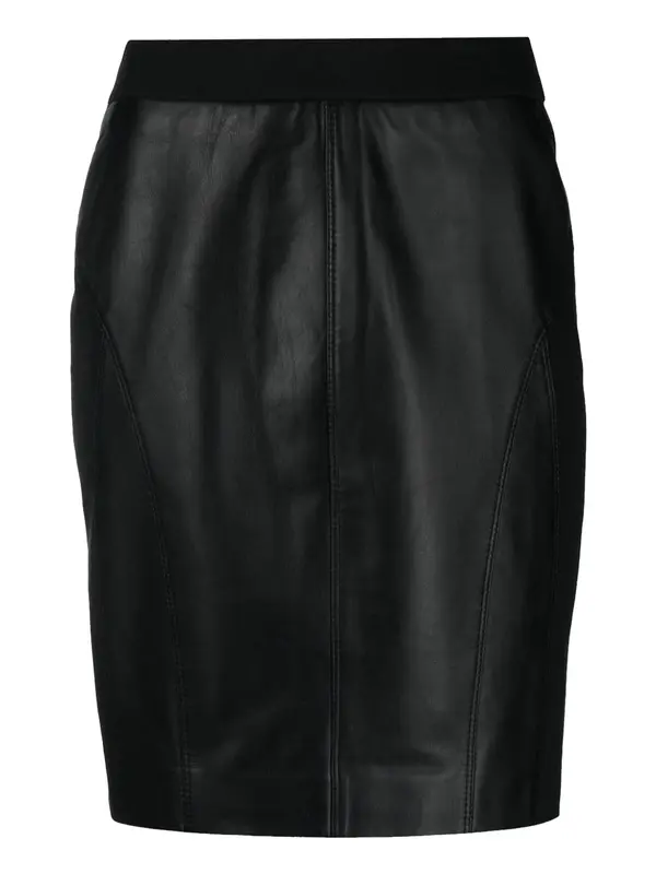 Pinko Zip-fastening Leather Skirt - Black
