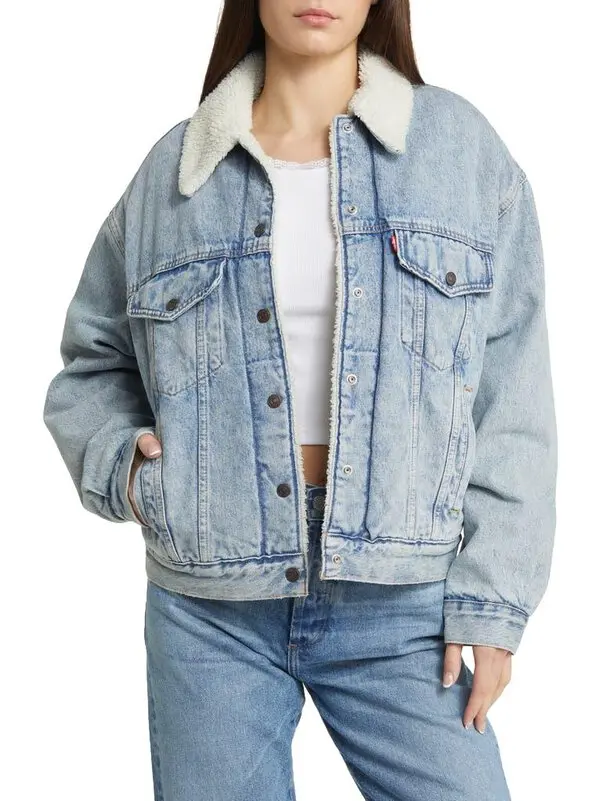 LEVI'S 90s High Pile Fleece Lined Denim Trucker Jacket - Morning Sunlight