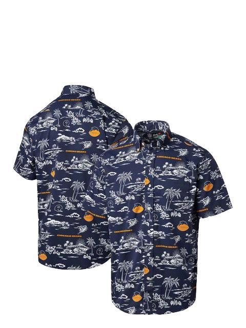 Reyn Spooner Chicago Bears Throwback Kekai Print Button-up Shirt - Navy