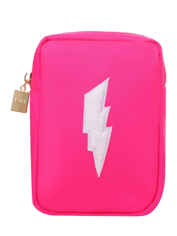 BLOC BAGS Lightning Bolt Cosmetics Bag - Hot Pink