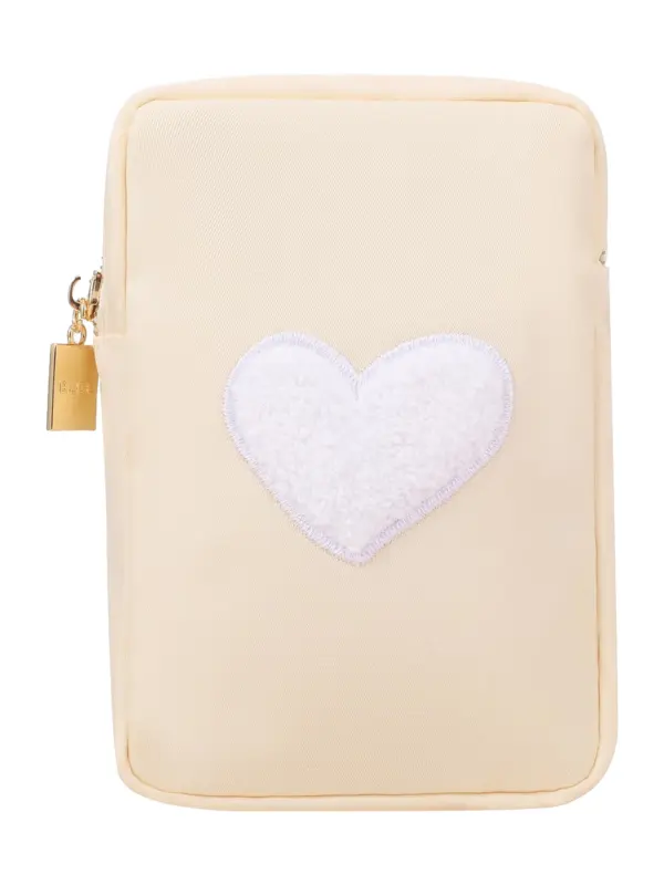 BLOC BAGS Mini Heart Cosmetic Bag - Cream