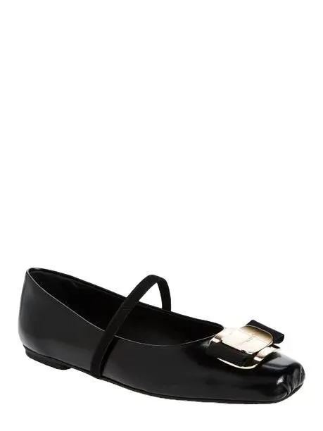FERRAGAMO Zina Mary Jane Ballet Flat - Black