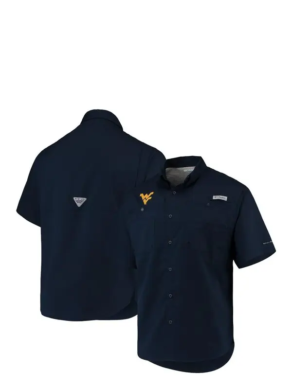 Columbia West Virginia Mountaineers Pfg Tamiami Omni-shade Button-down Shirt - Navy