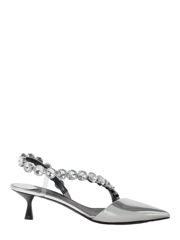 Stella McCartney Stella Iconic Crystal D'orsay Kitten Heels - Silver
