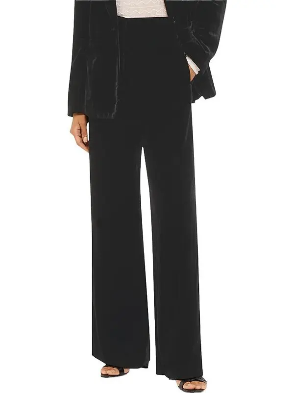Whistles Velvet Straight Leg Trousers - Black