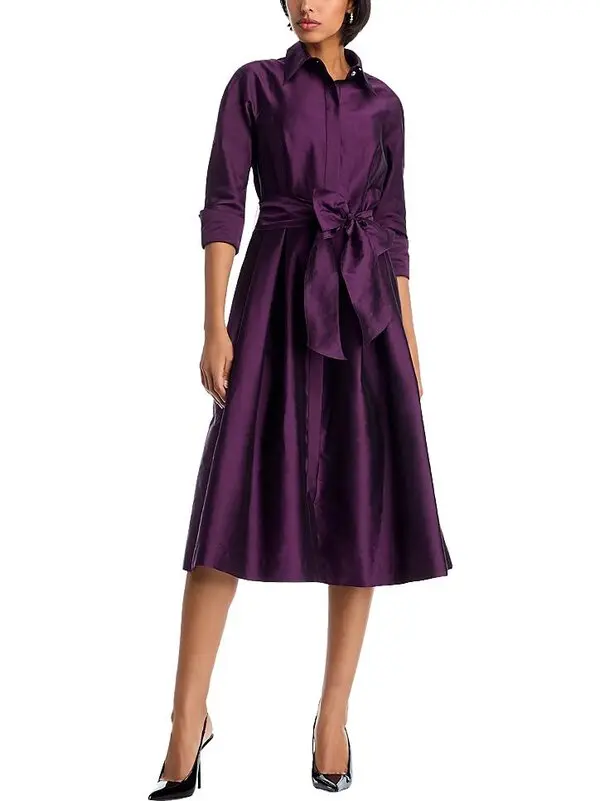 Rickie Freeman For Teri Jon Taffeta Shirt Dress - Plum