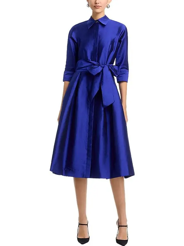Rickie Freeman For Teri Jon Taffeta Shirt Dress - Sapphire