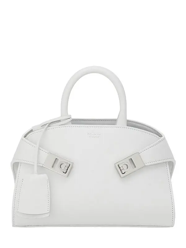 FERRAGAMO Hug Soft Mini Leather Crossbody - Optic White/silver