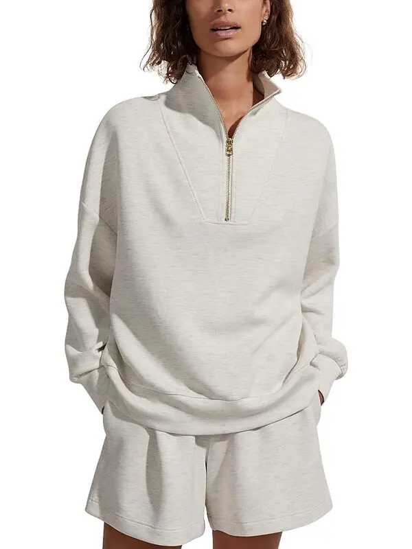 Varley Hawley Half Zip Sweatshirt - Ivory Marl