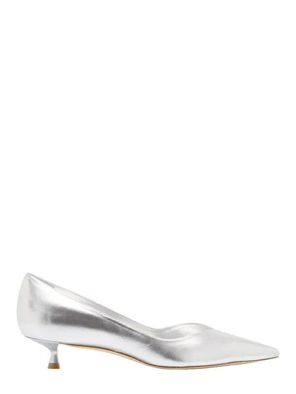 STUART WEITZMAN Eva Metallic Kitten-heel Pumps - Silver