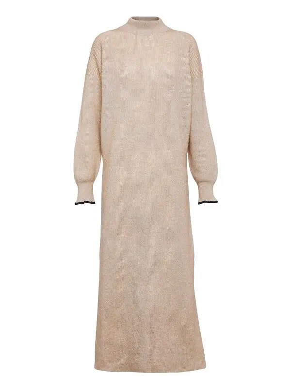 Brunello Cucinelli Alpaca And Cotton Midi Dress - Grey