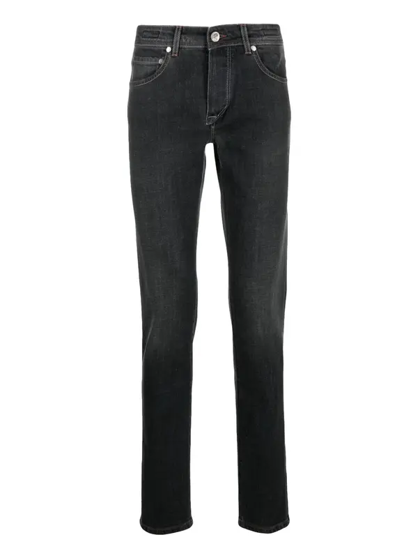 BARBA NAPOLI Logo-patch Stretch Skinny Jeans - Black