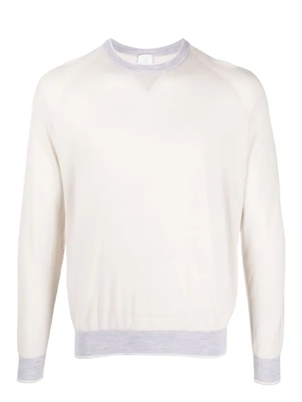 Eleventy Round-neck Wool Jumper - Neutrals