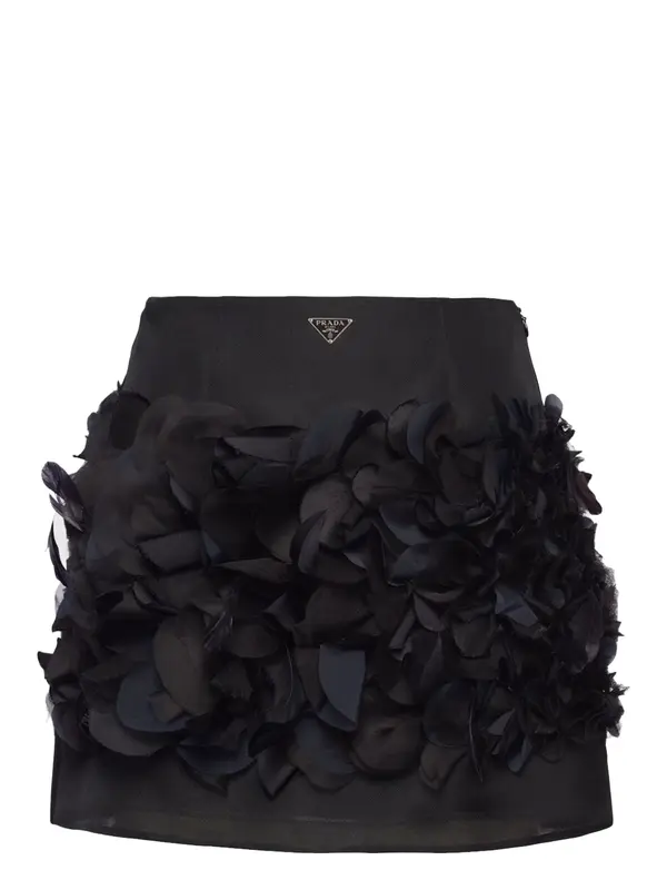 Prada Feather-detail Miniskirt - Black